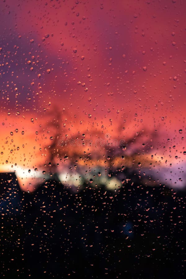 Rain Water Drops Pattern on Window Glass Surface Stock Image - Image of ...