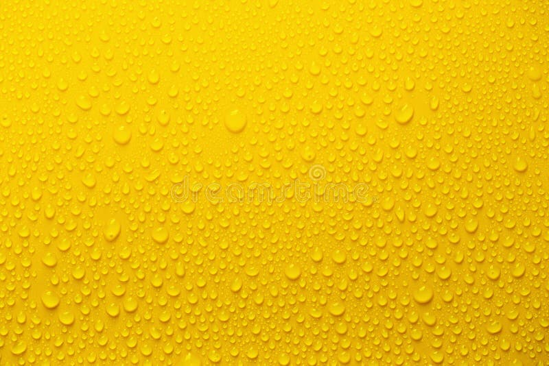 Rain or Water Drops on Yellow Background Stock Image - Image of texture ...