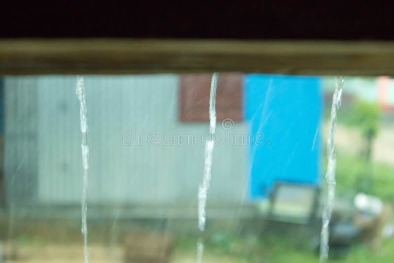 Rain Water Falling by the GI Sheet Stock Image - Image of background ...