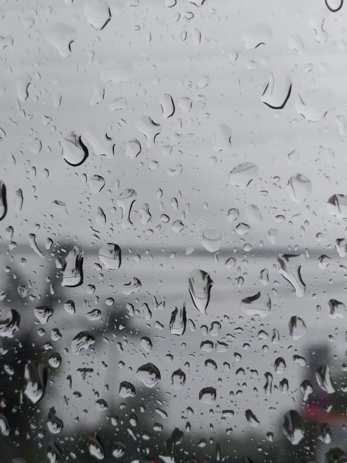 Rain Water Splashes on the Glass Stock Photo - Image of close, line ...