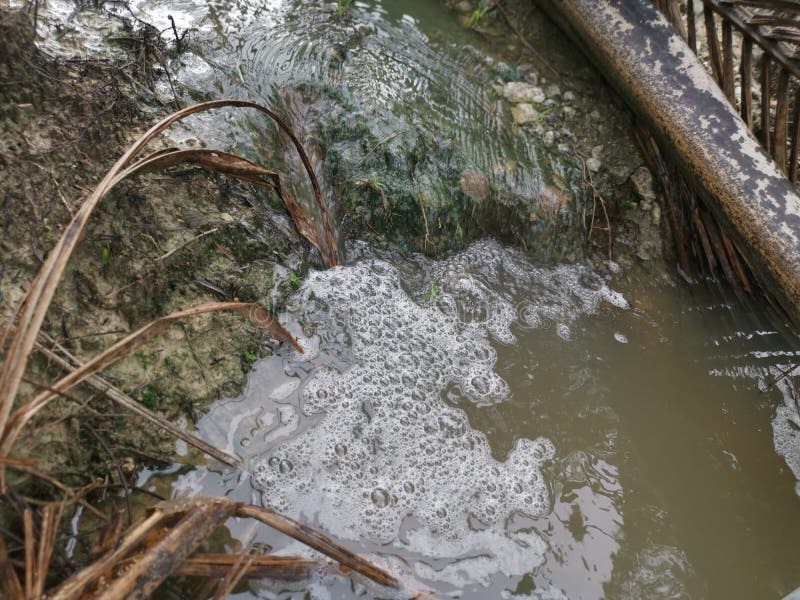 Rain Water Streaming Along the Drainage River. Stock Photo - Image of ...