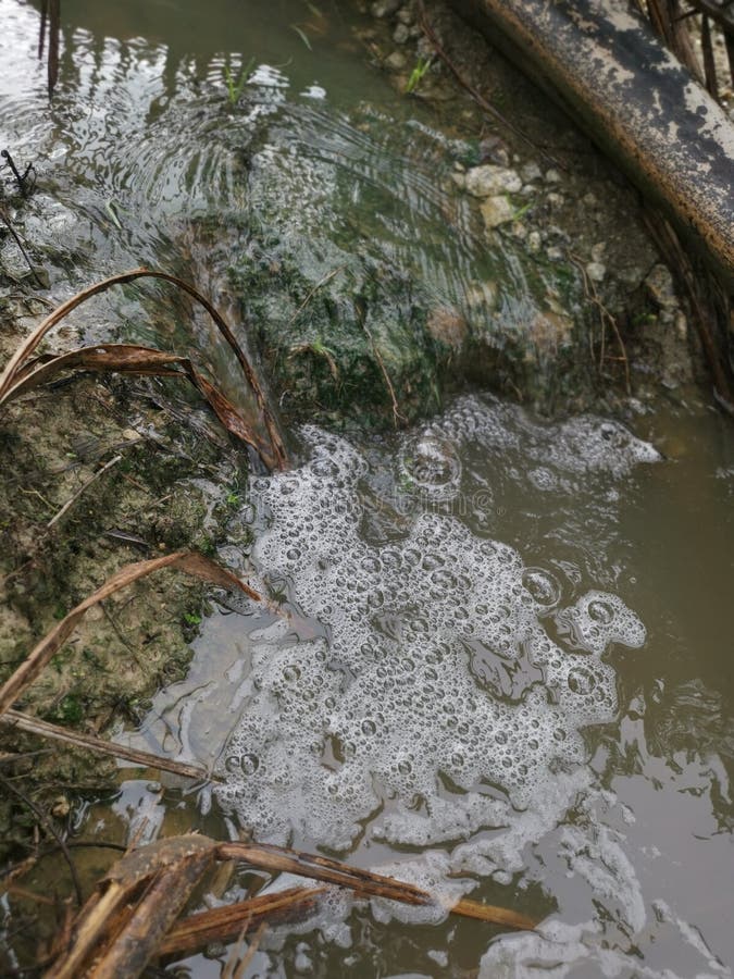 Rain Water Streaming Along the Drainage River. Stock Image - Image of ...