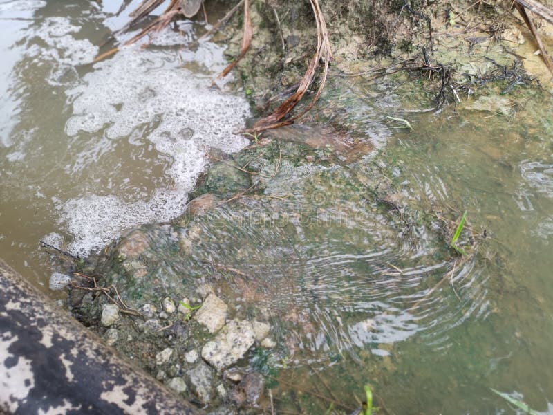 Rain Water Streaming Along the Drainage River. Stock Photo - Image of ...