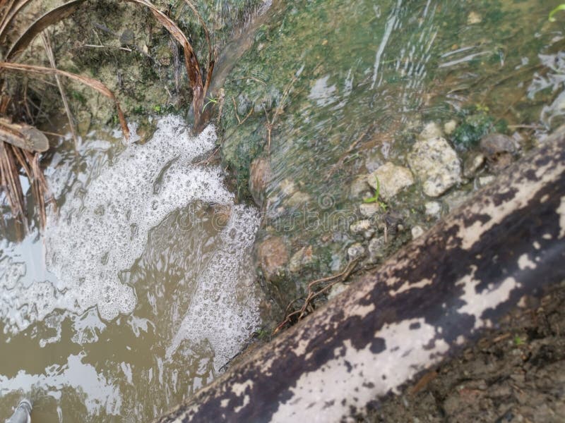 Rain Water Streaming Along the Drainage River. Stock Image - Image of ...