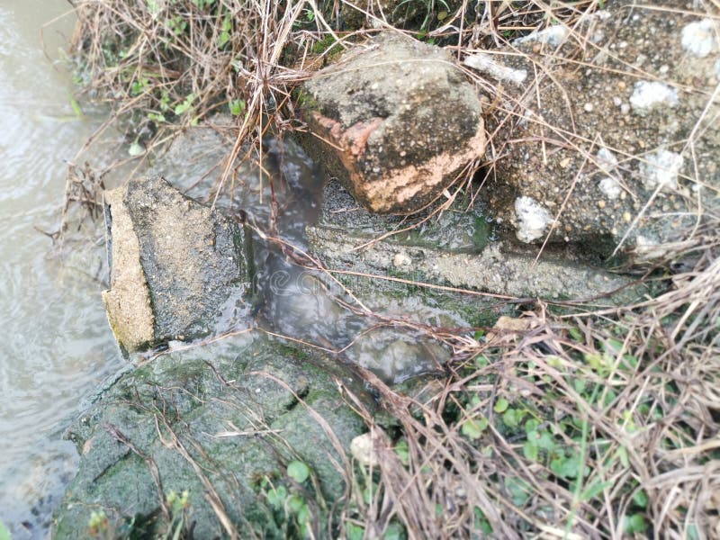 Rain Water Streaming Along the Drainage River. Stock Photo - Image of ...