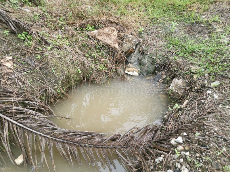 Rain Water Streaming Along the Drainage River. Stock Image - Image of ...