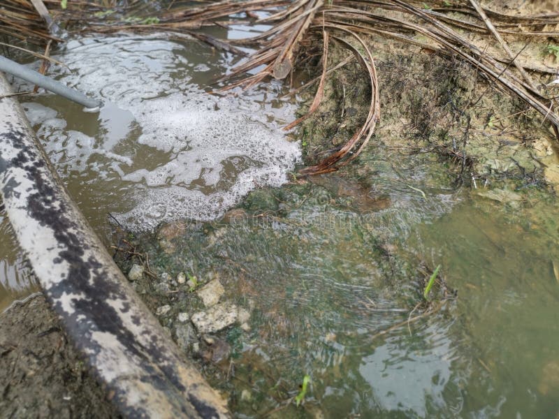 Rain Water Streaming Along the Drainage River. Stock Image - Image of ...