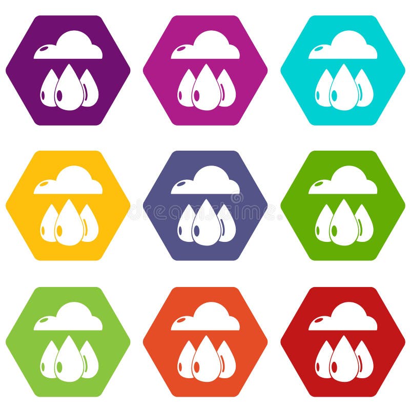 Rain Weather Icons Set 9 Vector Stock Vector - Illustration of drop ...