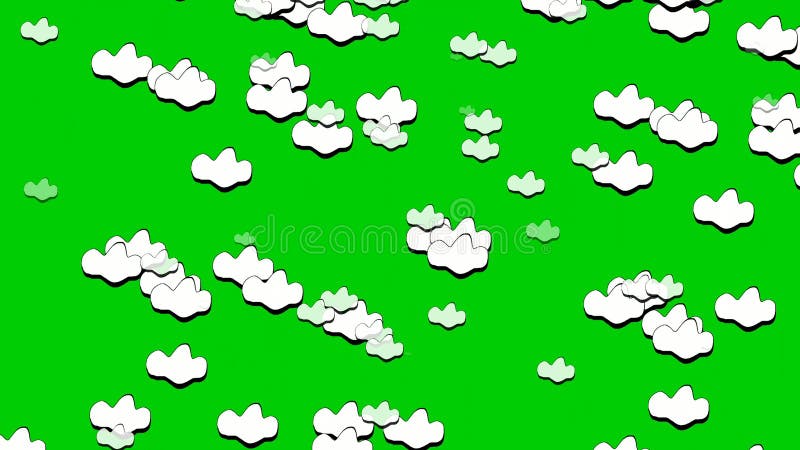 White Clouds Cartoon Animation Falling Down on Blue Background Stock ...