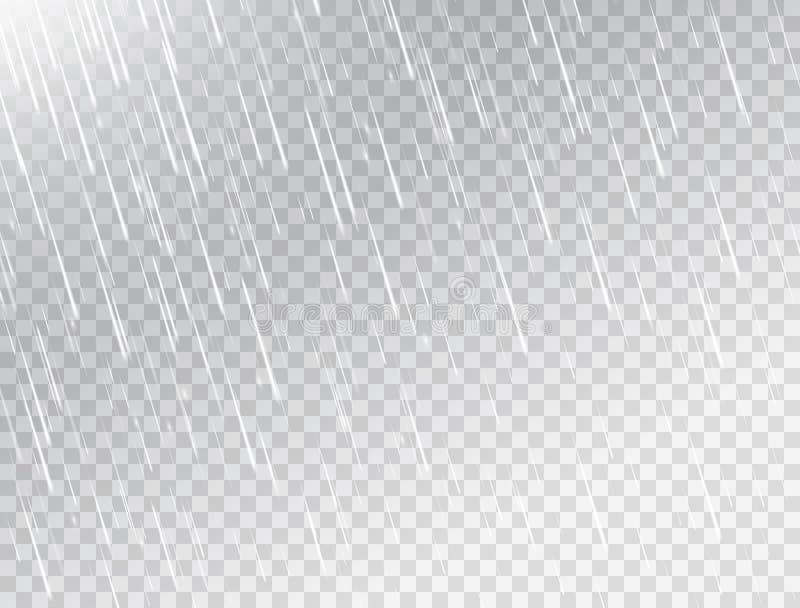 Rain and White Clouds Isolated on Transparent Background. Vector ...