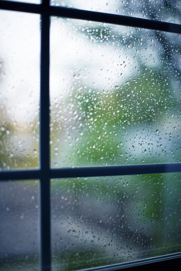 Coffee Cup Against Window with Rainy Day View Stock Image - Image of ...