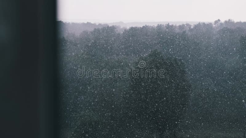 Rain through Window, Slow Motion, Forest Stock Video - Video of rainy ...