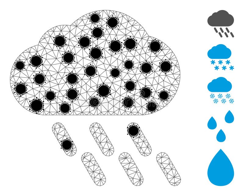 Rain Wire Frame Mesh Pictogram with Infectious Parts Stock Vector ...
