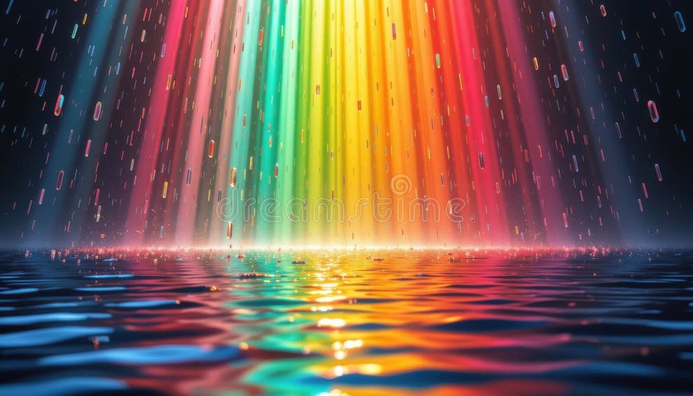 Rainbeam Echo Gradient: Reflective Water Effect with Vertical Rainbow ...