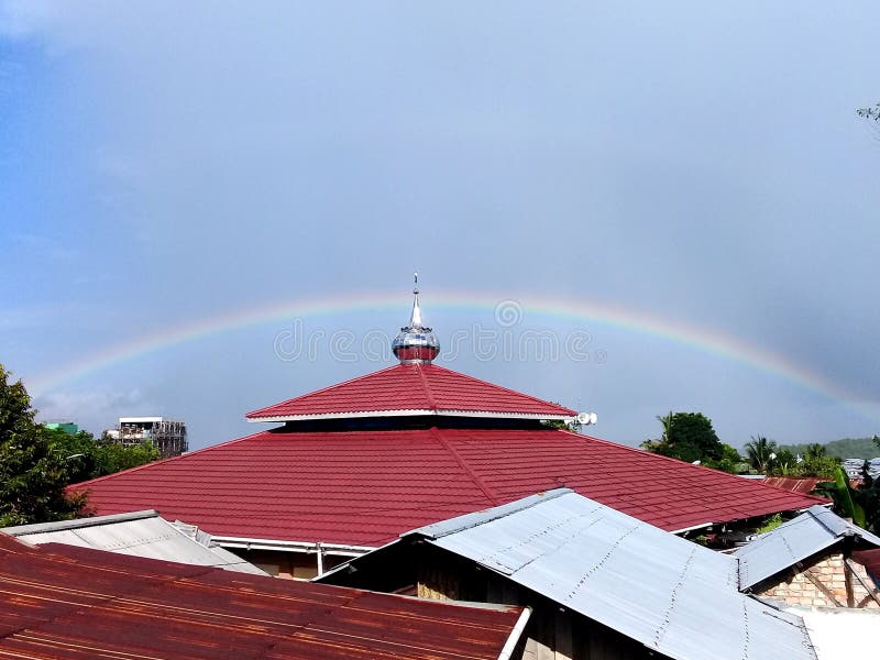 Rainbow Above the Mosque Dome Stock Image - Image of mosque, overcast ...