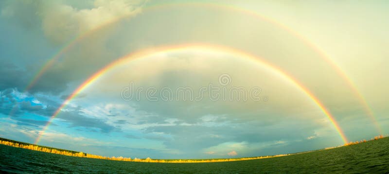 Rainbow above river stock image. Image of outdoors, scene - 42791001
