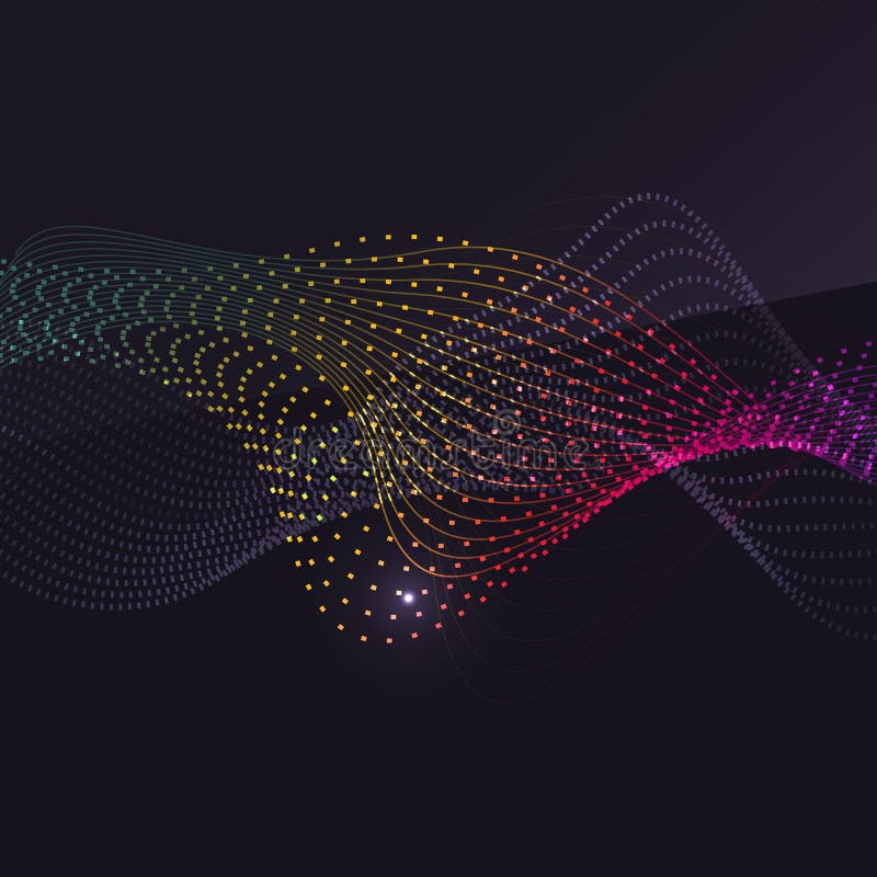 Rainbow Abstract Black Wave Design Dots in Dark Background.Abstract ...