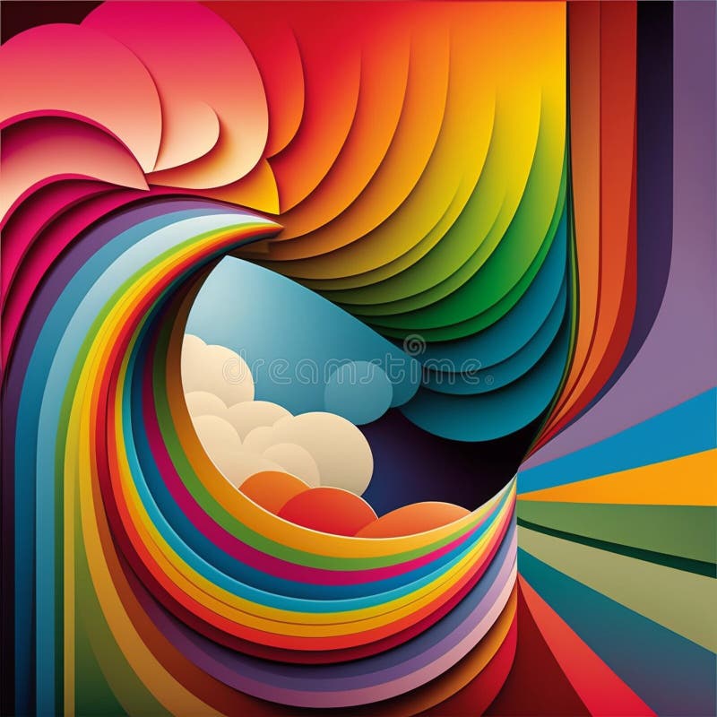 Rainbow Abstract Contemporary Modern Art Stock Illustration