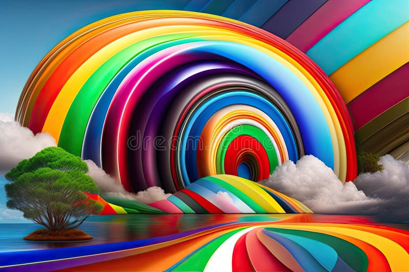 Rainbow Abstract Generative AI Design Illustration Stock Illustration ...