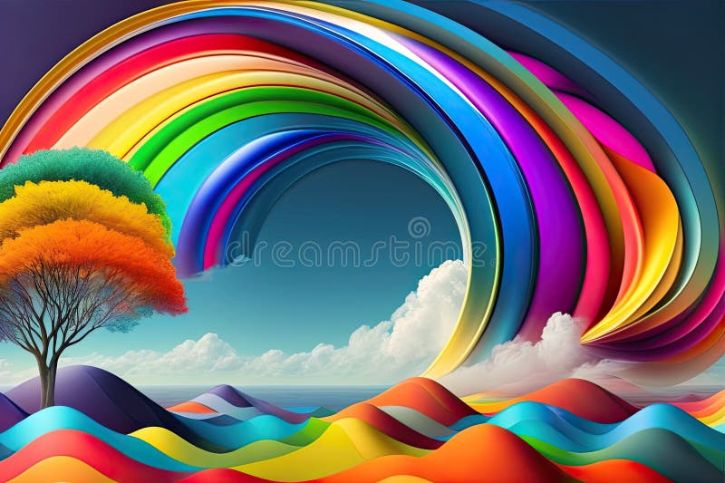 Rainbow Abstract Generative AI Design Illustration Stock Illustration ...