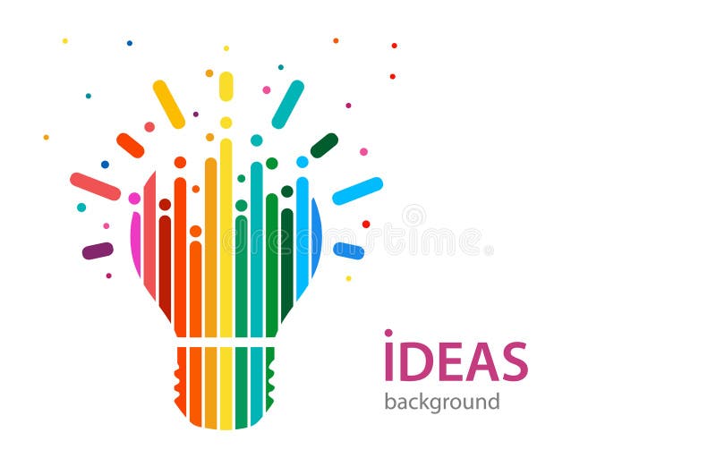 Rainbow Abstract Light Bulb on White Background. Banner Light Bulb Idea ...
