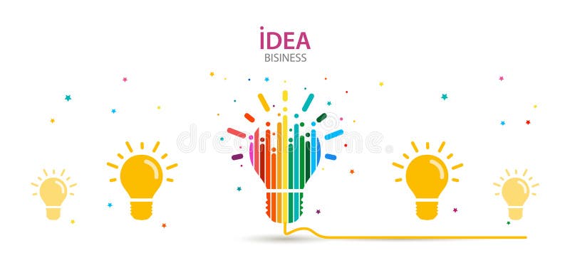 Rainbow Abstract Light Bulb on White Background. Creative Thinking ...