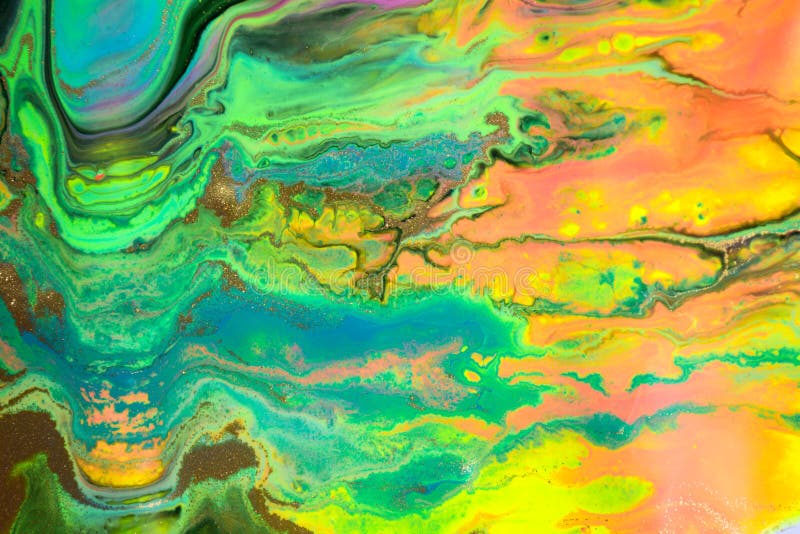Rainbow Abstract Liquid Ink Gradient Pattern. Fluorescent Liquid Bright Texture. Stock Photo ...