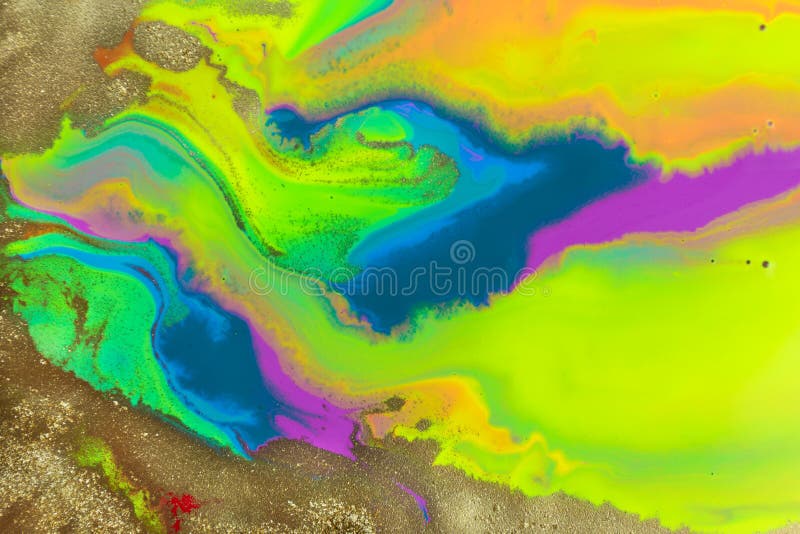Rainbow Abstract Liquid Ink Gradient Pattern. Fluorescent Liquid Bright ...