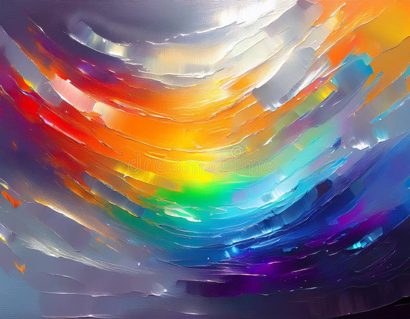 Rainbow Abstract Oil Painting Arts Stock Illustration - Illustration of ...
