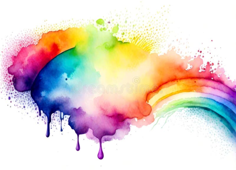 Rainbow Abstract Watercolor Paint Texture and White Background Stock Illustration - Illustration ...