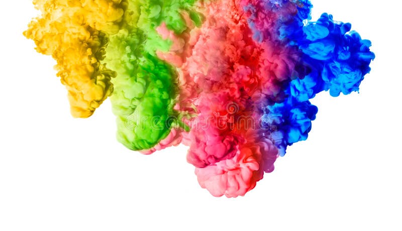 Rainbow of Acrylic Ink in Water. Color Explosion Stock Photo - Image of ...