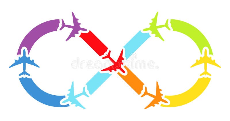 Rainbow airplanes infinity stock vector. Illustration of card - 31479833