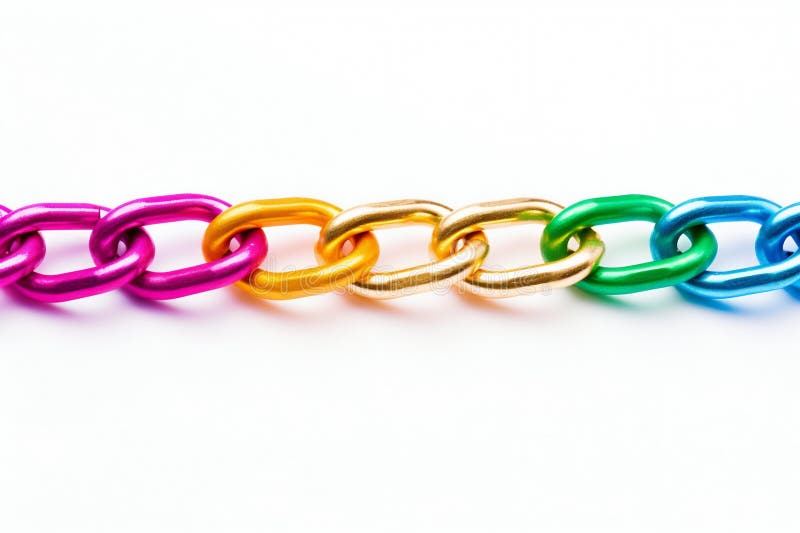 Rainbow Alloy Chain Isolated on Background. Generative Ai Stock ...