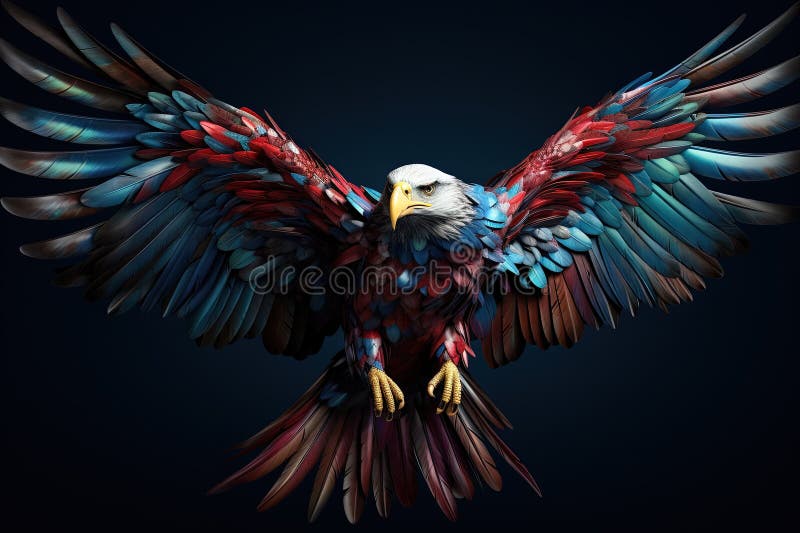 Rainbow Eagle Portrait, Panoramic Layout Stock Illustration ...