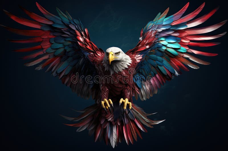 Rainbow Eagle Portrait, Panoramic Layout Stock Illustration ...