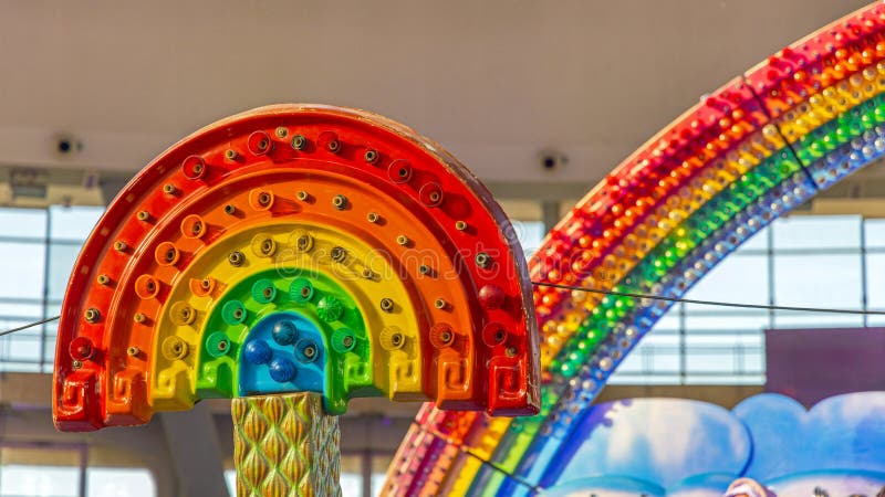 Rainbow Amusement Park Ride Stock Image - Image of structure, hall ...