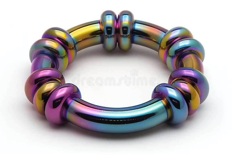 Rainbow Anodized Titanium Body Ring with Solid Sphere Tip, White ...