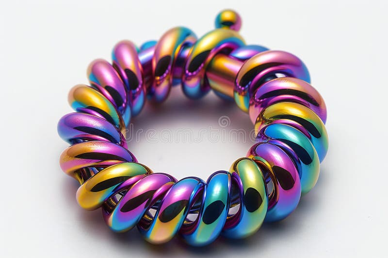 Rainbow Anodized Titanium Body Ring with Solid Sphere Tip, White ...