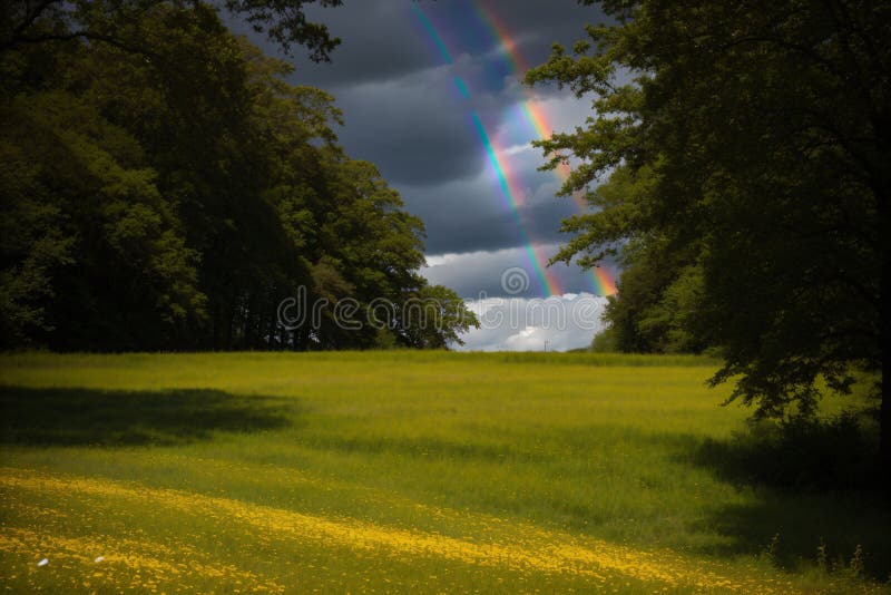 A Rainbow Appearing after a Spring Shower Stock Illustration ...