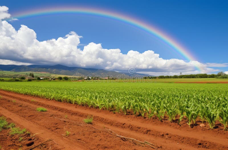 Rainbow appears after rain stock illustration. Illustration of spring ...