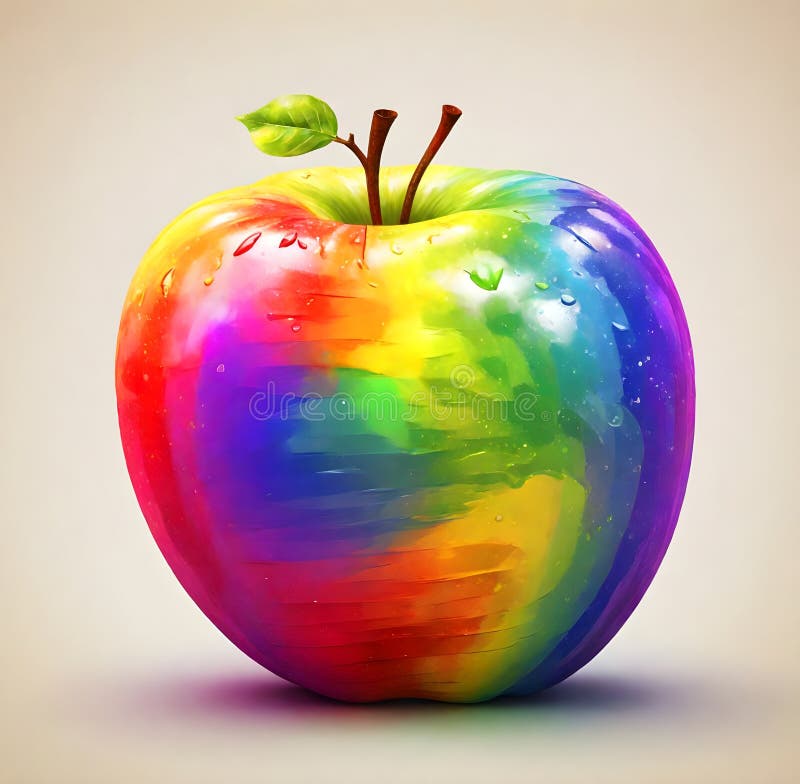 Rainbow apple digital art stock illustration. Illustration of food ...