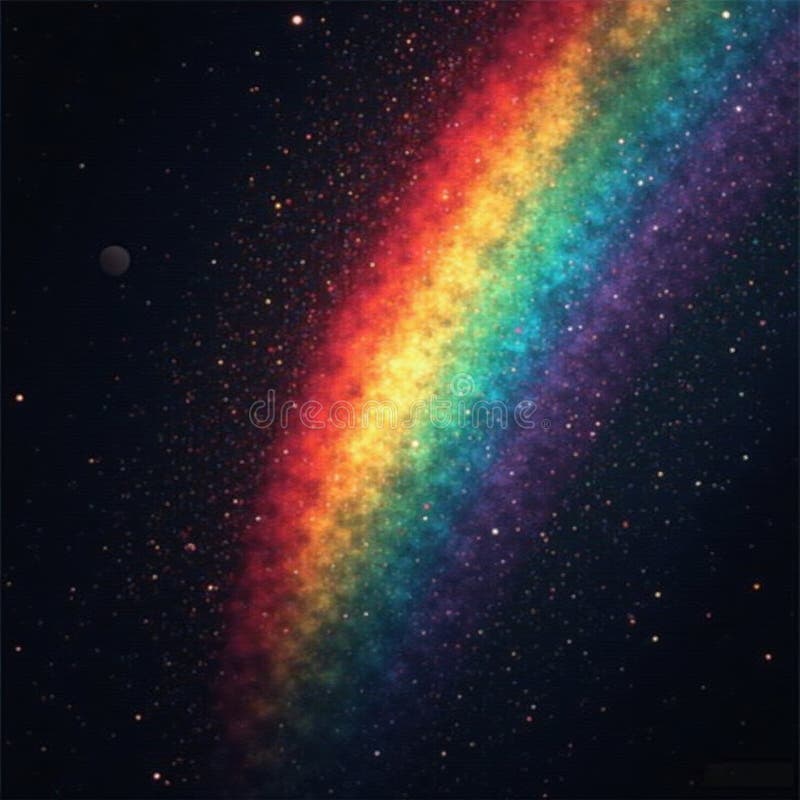 Rainbow Arc Across Black Void, Intense Gamma Ray Emission, Night Sky, Celestial, Radiation Stock ...