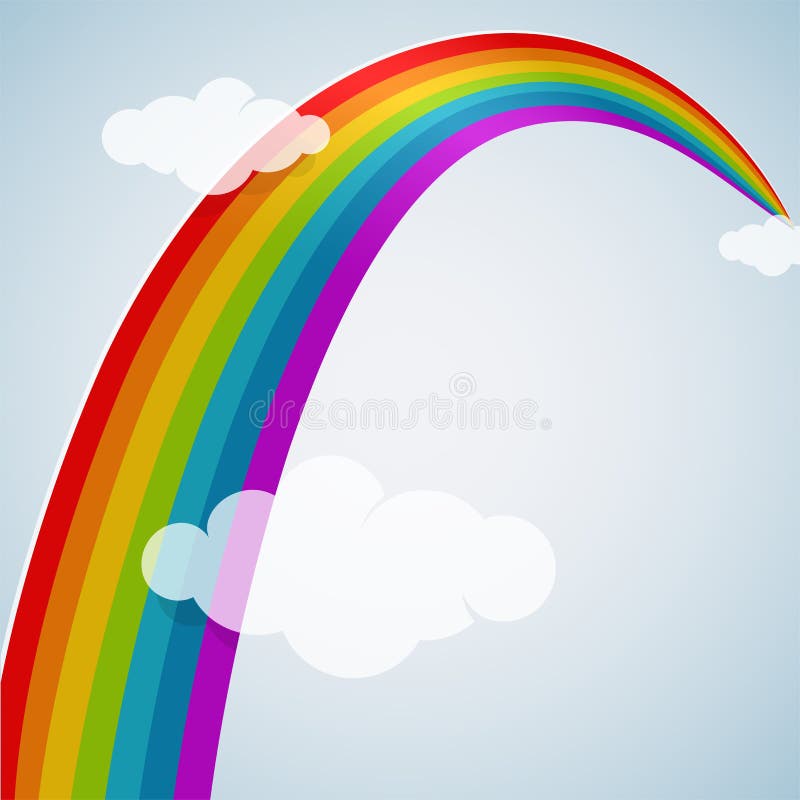 Rainbow with Sun and Clouds Stock Vector - Illustration of harmony ...