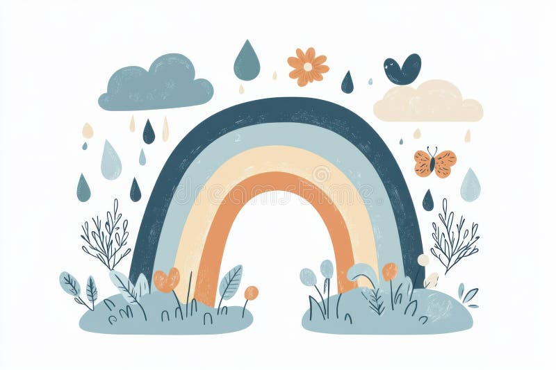 A Rainbow Arcing Across the Sky Representing Spring, Surrounded by ...