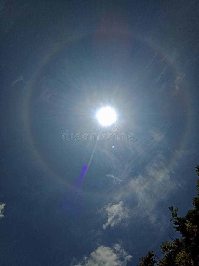 Rainbow Around the Sun on Sunday Afternoon Stock Photo - Image of ...