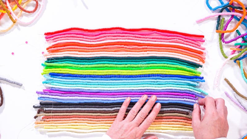 Rainbow Array of Clay Bead Strands Stock Image - Image of creativity ...