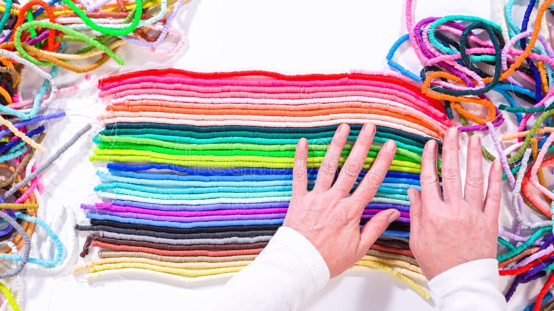 Rainbow Array of Clay Bead Strands Stock Photo - Image of homemade ...