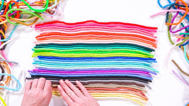 Rainbow Array of Clay Bead Strands Stock Image - Image of flatlay ...