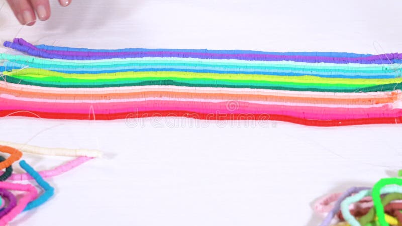 Rainbow Array of Clay Bead Strands Stock Video - Video of rainbow ...