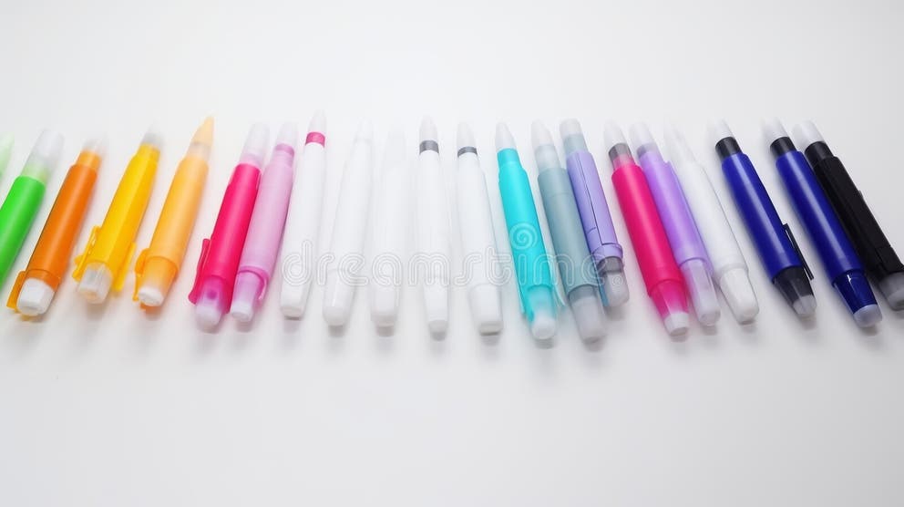 Rainbow Array of Markers on White Stock Image - Image of rainbow ...